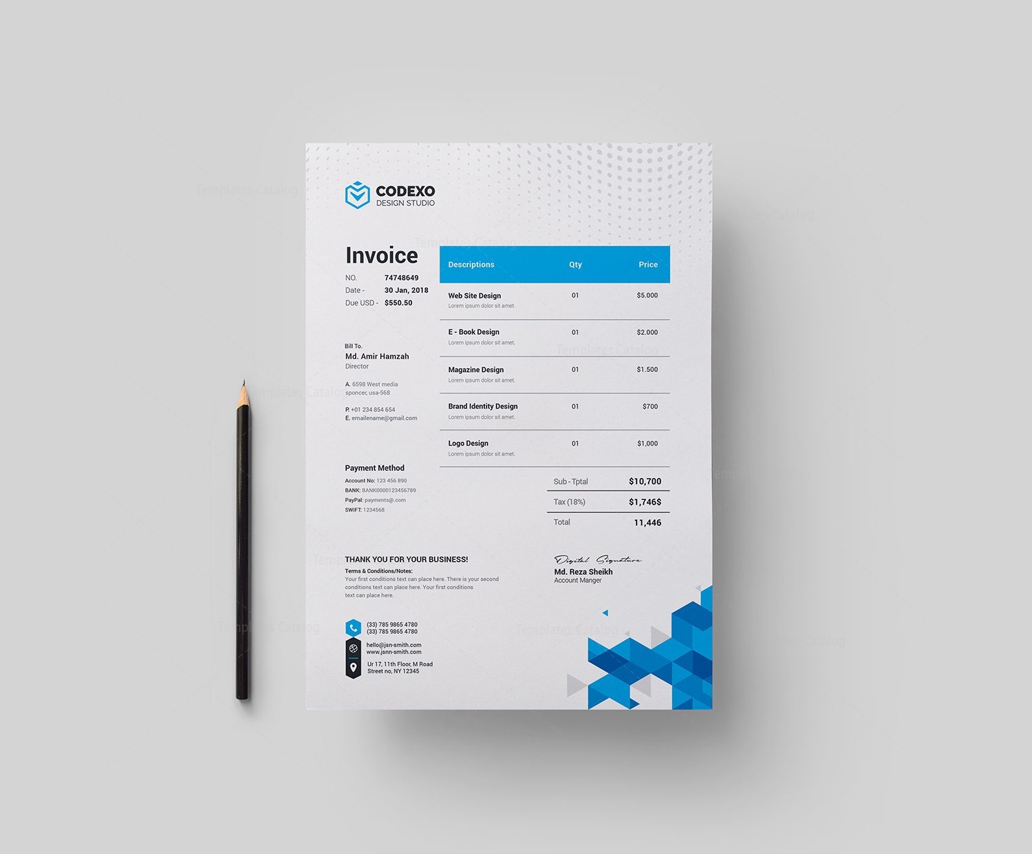 Berlin Professional Corporate Invoice Template - Graphic Delta ...