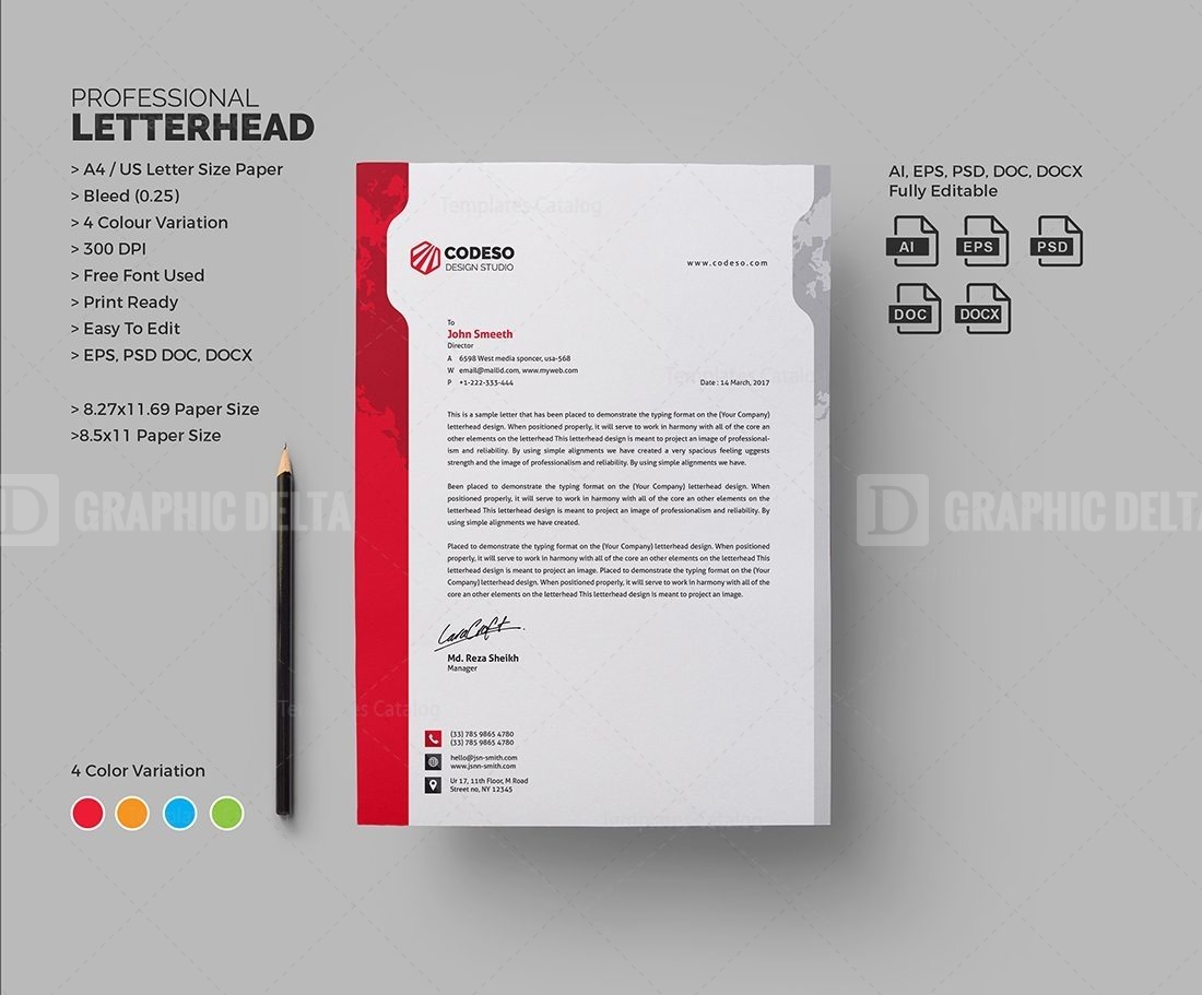 Corporate Letter Template - Graphic Delta | Graphic Templates Store