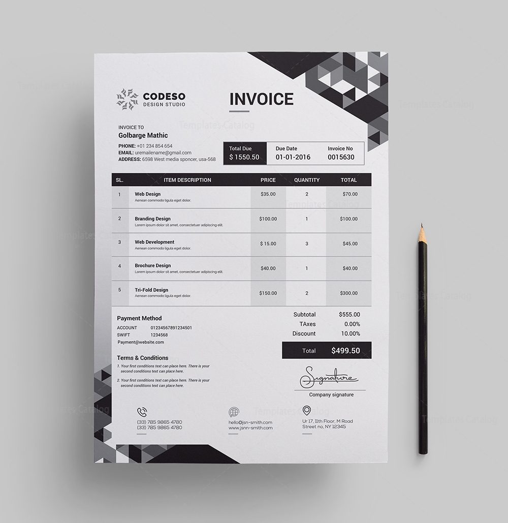 Modern Elegant Invoice Template | Graphic Delta | Graphic Templates Store